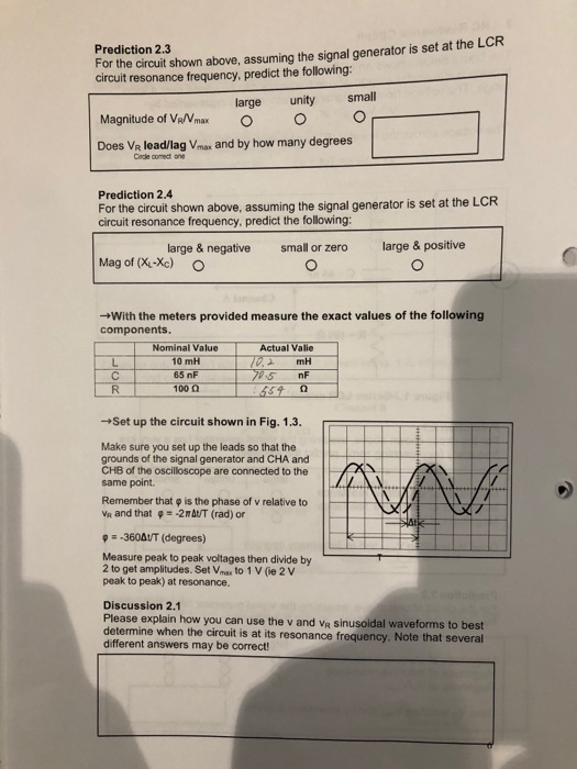 Solved 2. LRC Resonance Circuit The figure below shows an | Chegg.com