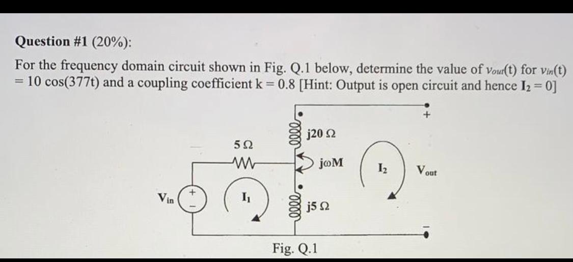 Solved Question #1 (20%): For the frequency domain circuit | Chegg.com