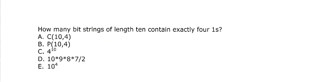 Solved How many bit strings of length ten contain exactly | Chegg.com