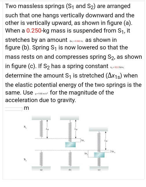 Solved Two Massless Springs S1 And S2 Are Arranged Such