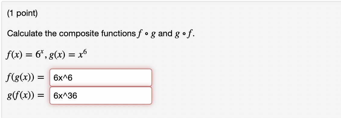 Solved (1 point) Calculate the composite functions fog and | Chegg.com
