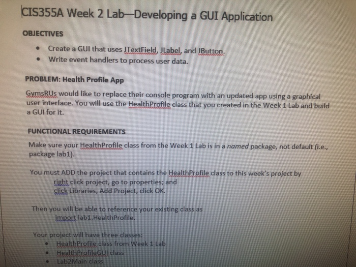 Solved CIS355A Week 2 Lab-Developing a GUI Application | Chegg.com