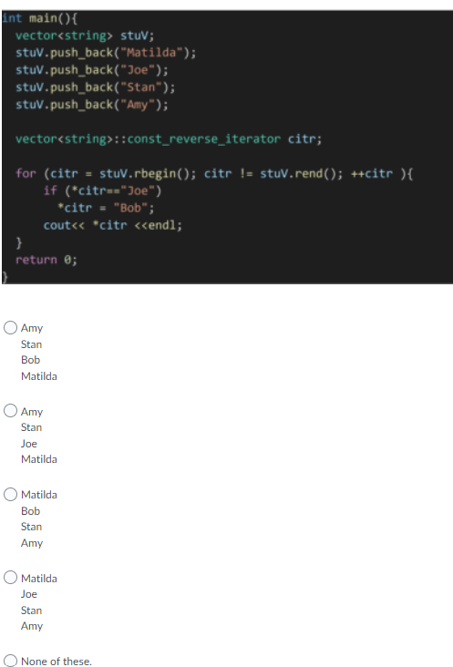 Solved Assuming that all proper #includes and namespace | Chegg.com