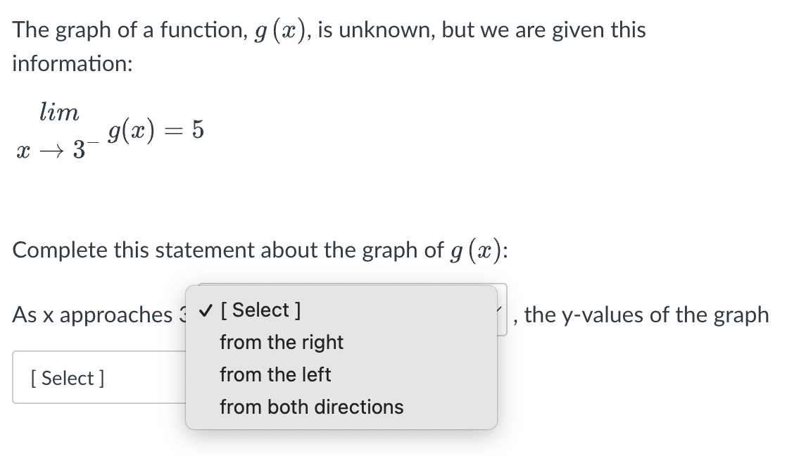Solved Suppose that \\[ \\lim _{x \\rightarrow 3^{-}} g(x)=5 | Chegg.com