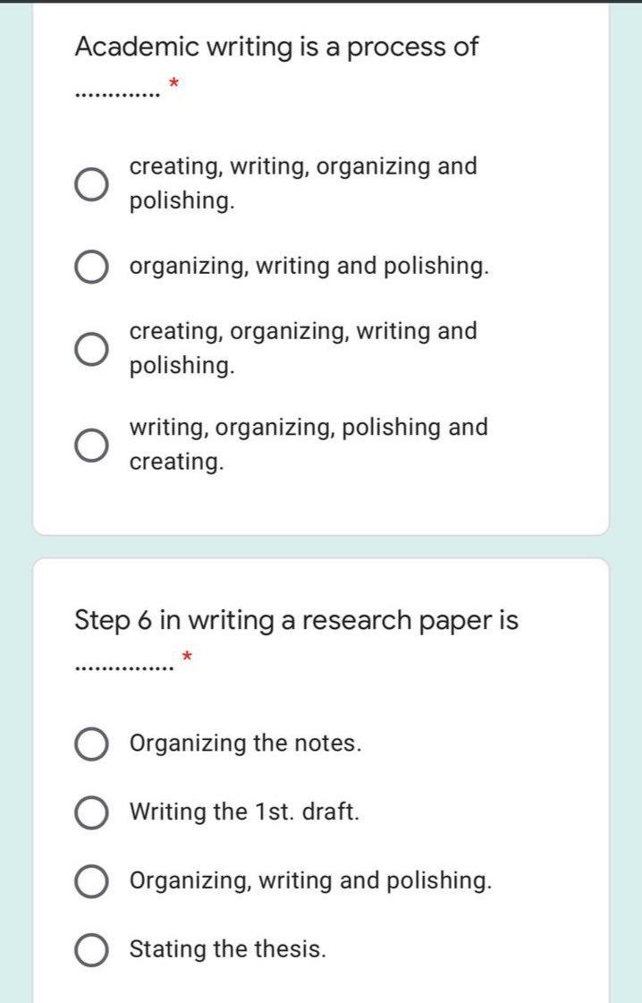 Solved Academic writing is a process of creating, writing, | Chegg.com