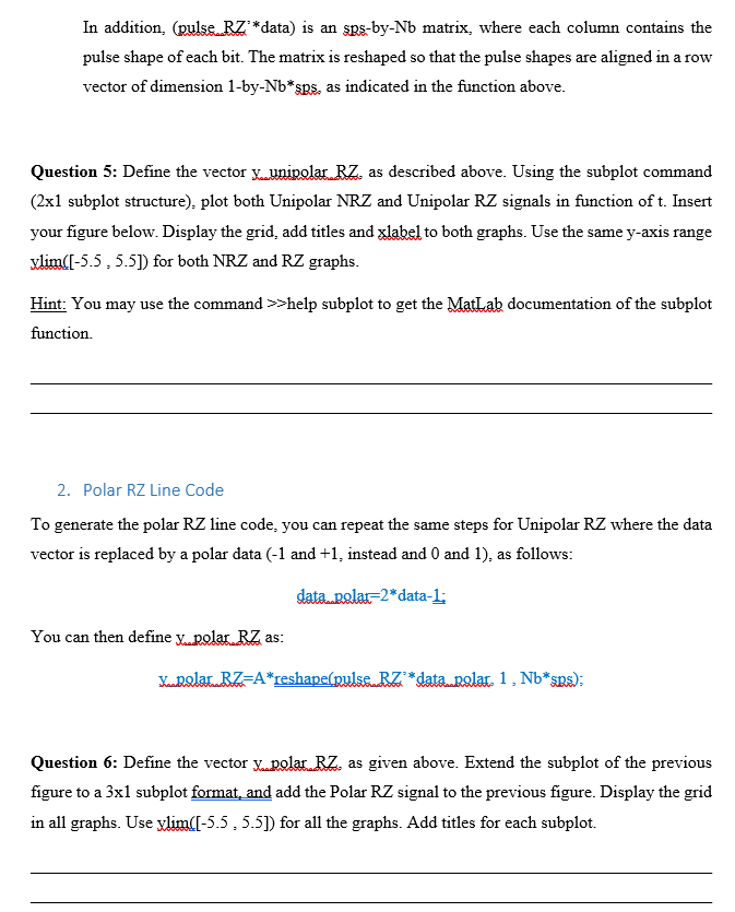 II. NRZ Signaling: Unipolar and Polar Binary Line | Chegg.com