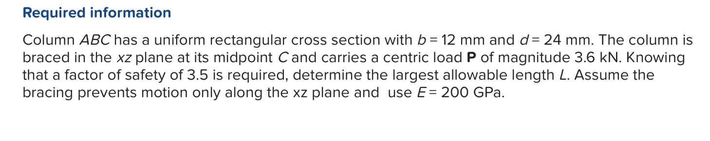 Solved Column ABC has a uniform rectangular cross section | Chegg.com