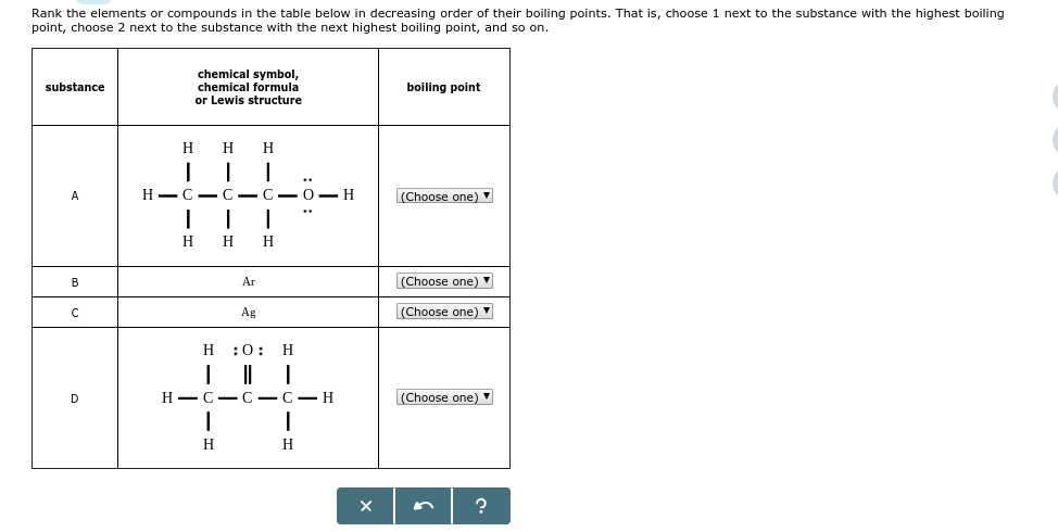 Solved Rank the elements or compounds in the table below in | Chegg.com
