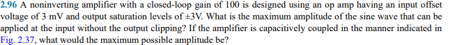 Solved 2.96 A noninverting amplifier with a closed-loop gain | Chegg.com