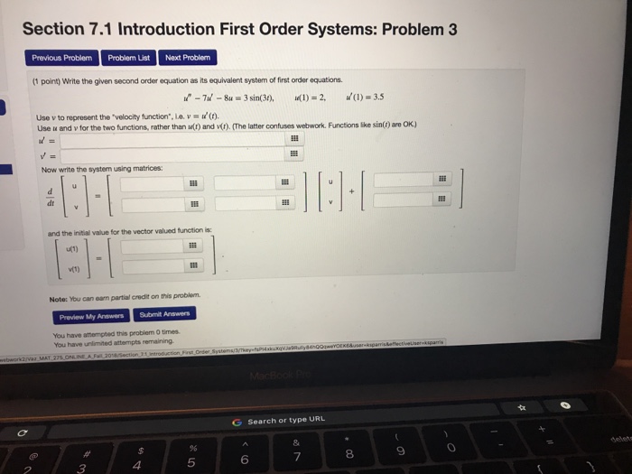 Solved Section 7 1 Introduction First Order Systems Problem