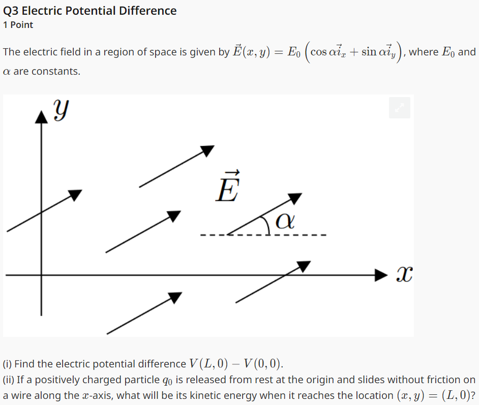 Q3 Electric Potential Difference 1 Point The electric | Chegg.com