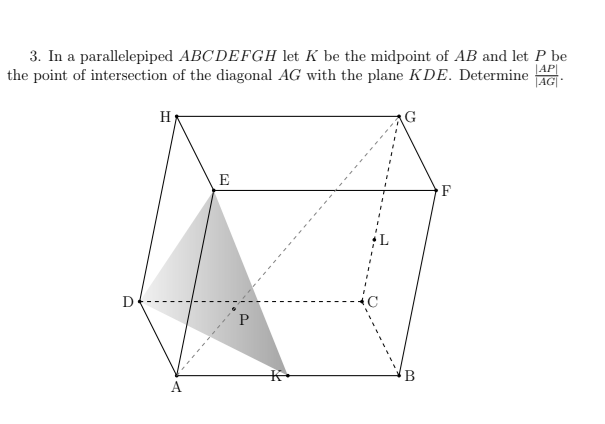 Solved 3. In a parallelepiped ABCDEFGH let K be the midpoint | Chegg.com