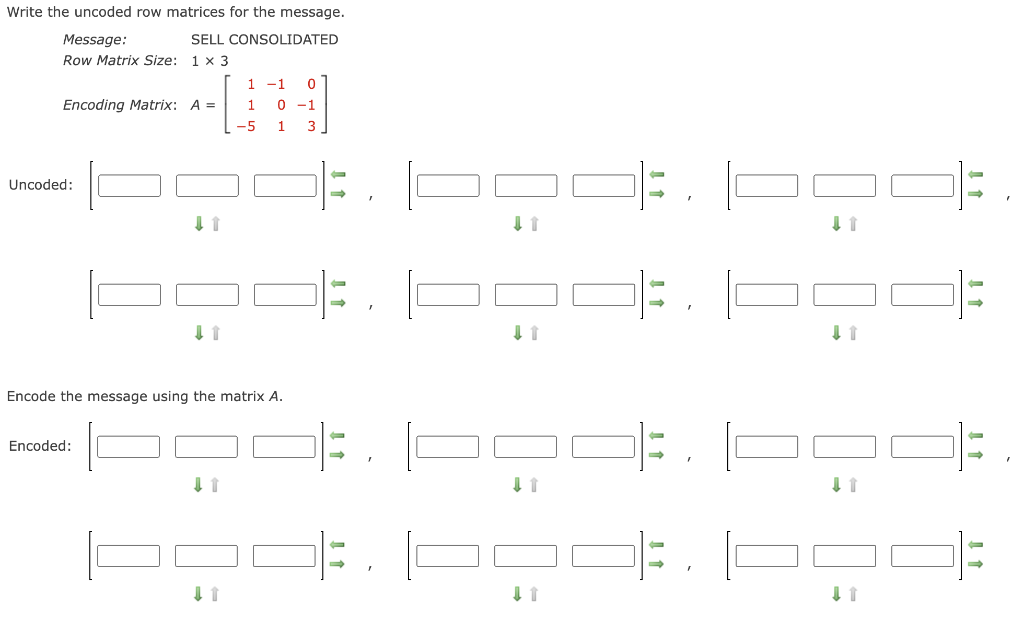 Solved Write the uncoded row matrices for the message. | Chegg.com