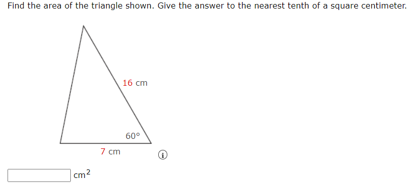 Solved Find the area of the triangle shown. Give the answer | Chegg.com
