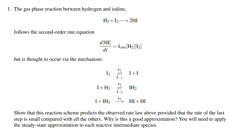 Solved The gas phase reaction between hydrogen and | Chegg.com