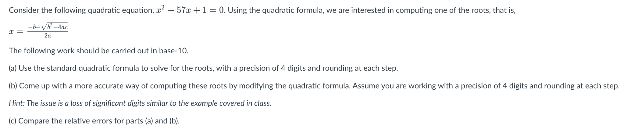 Solved Consider the following quadratic equation, | Chegg.com