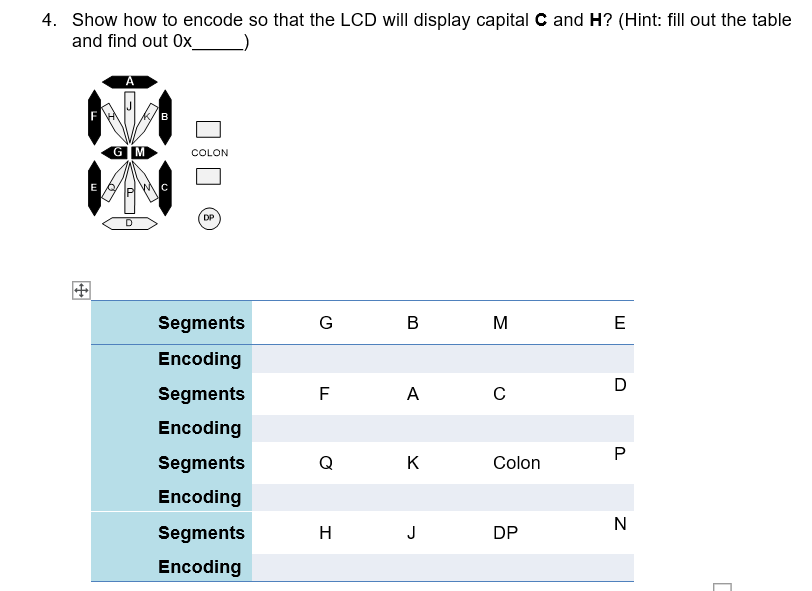 Solved Show how to encode so that the LCD will display | Chegg.com