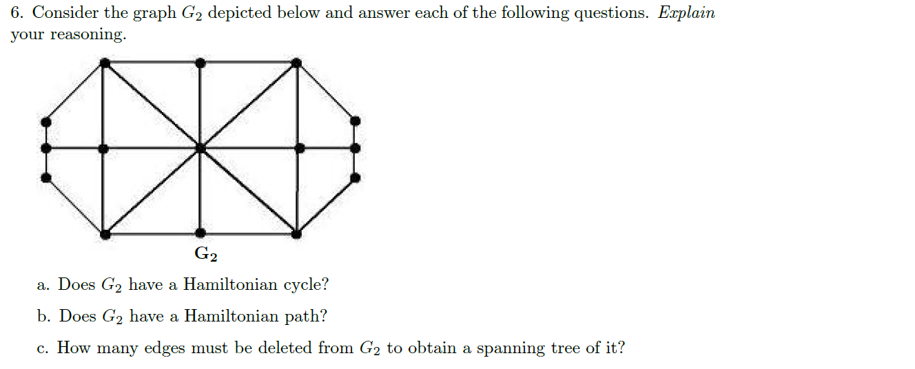 Solved 6. Consider the graph G2 depicted below and answer | Chegg.com