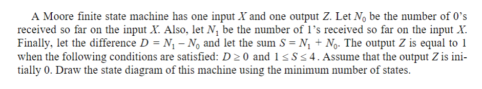 A Moore finite state machine has one input X and one | Chegg.com
