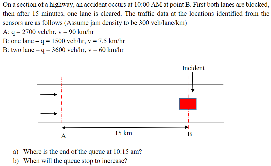 Solved On a section of a highway, an accident occurs at | Chegg.com