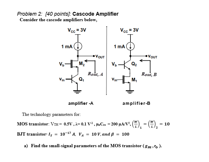 Solved b .Find the small-signal parameters of the | Chegg.com