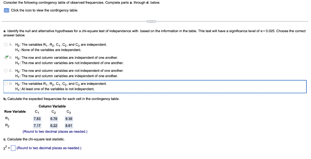 Solved Consider the following contingency table of observed | Chegg.com