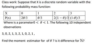 Solved Class work: Suppose that X is a discrete random | Chegg.com