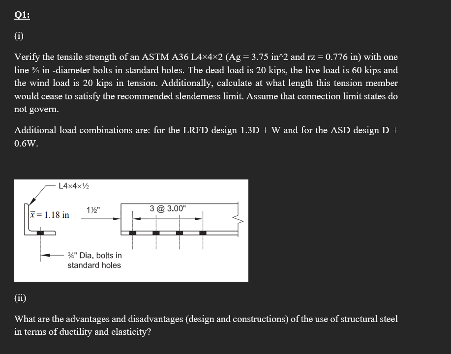 Solved 01: (i) Verify the tensile strength of an ASTM A36 | Chegg.com