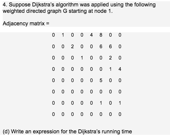 Solved 4. Suppose Dijkstra's algorithm was applied using the | Chegg.com