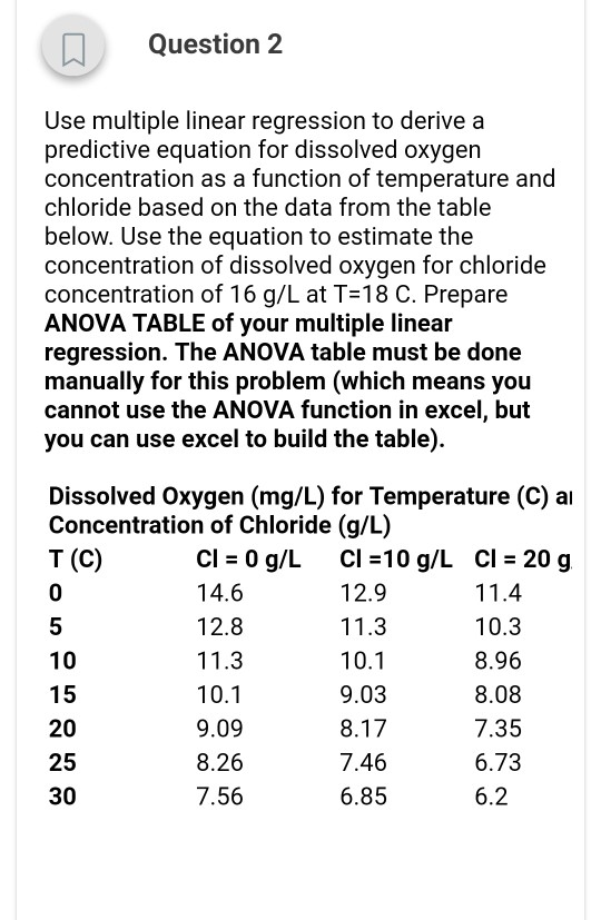 Question 2 Use multiple linear regression to derive a | Chegg.com