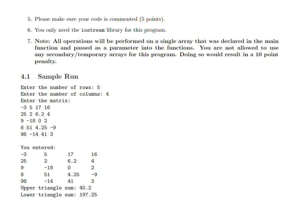 4 Problem 2 - Matrix Operations 40 points The | Chegg.com