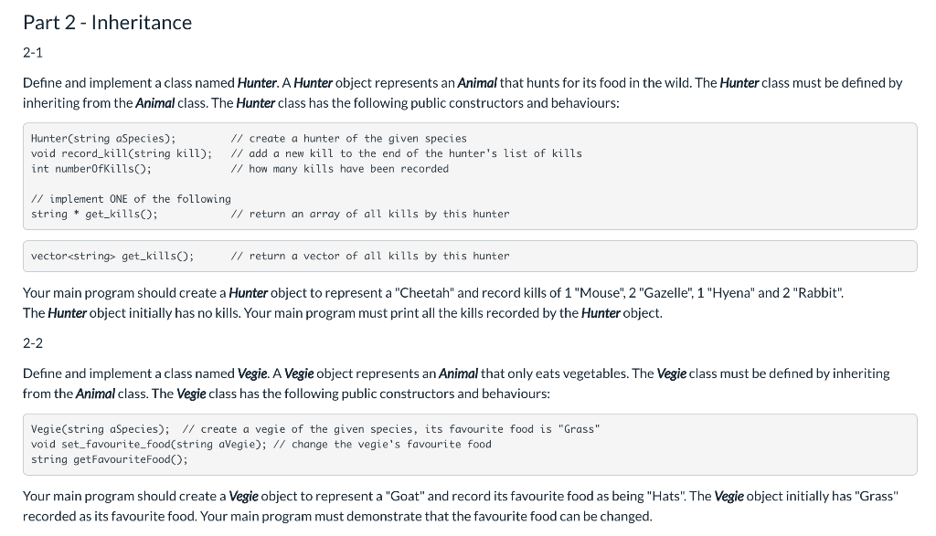 Solved #ifndef animal_h #define | Chegg.com