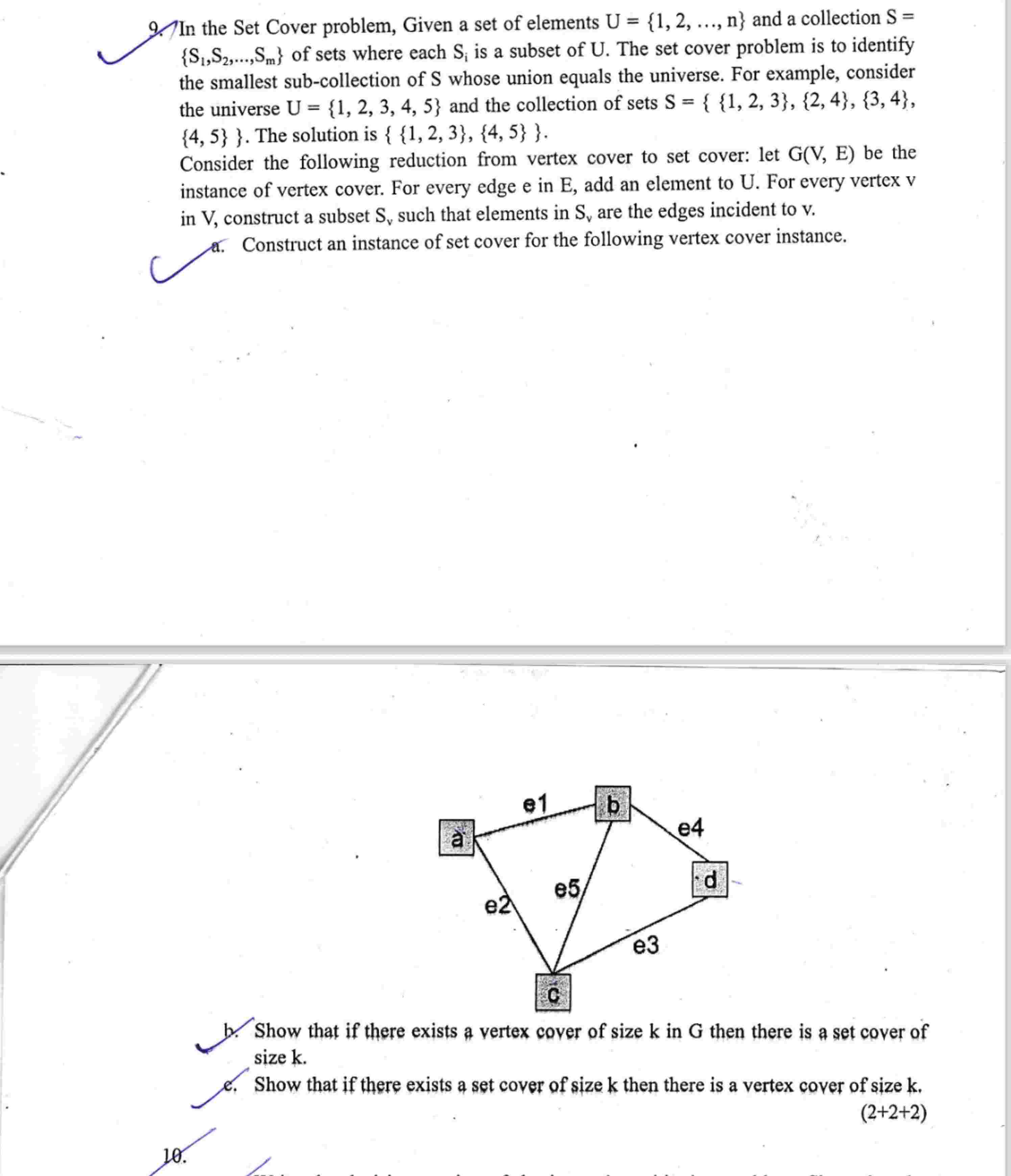 Solved In ﻿the Set Cover problem, Given a set of ﻿elements | Chegg.com