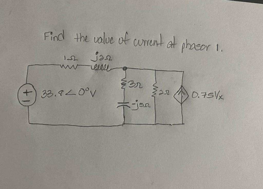 Solved Find the current value at Phasor I. Vx = 0.75 | Chegg.com