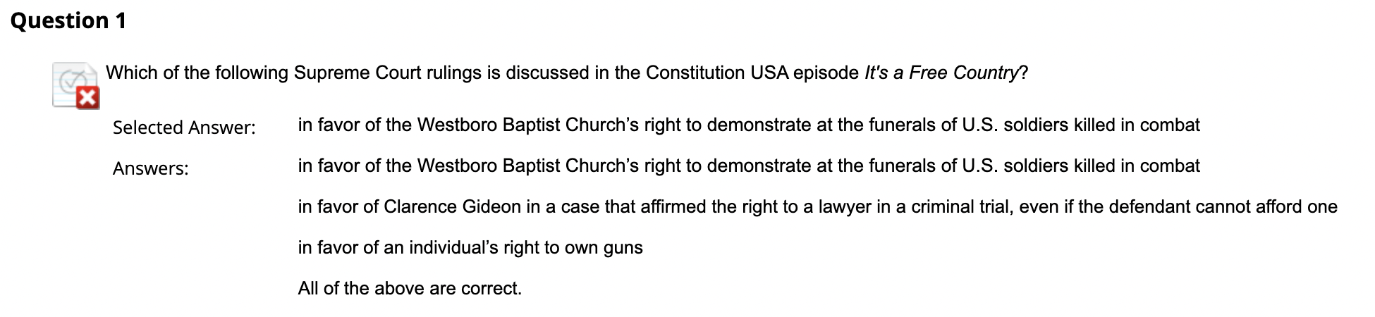 Solved Question 1 Which of the following Supreme Court | Chegg.com