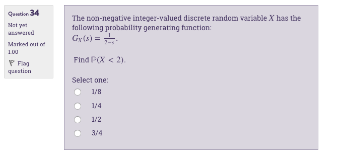 Solved Question 34 The non-negative integer-valued discrete | Chegg.com