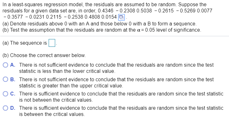 Solved In a least-squares regression model, the residuals | Chegg.com