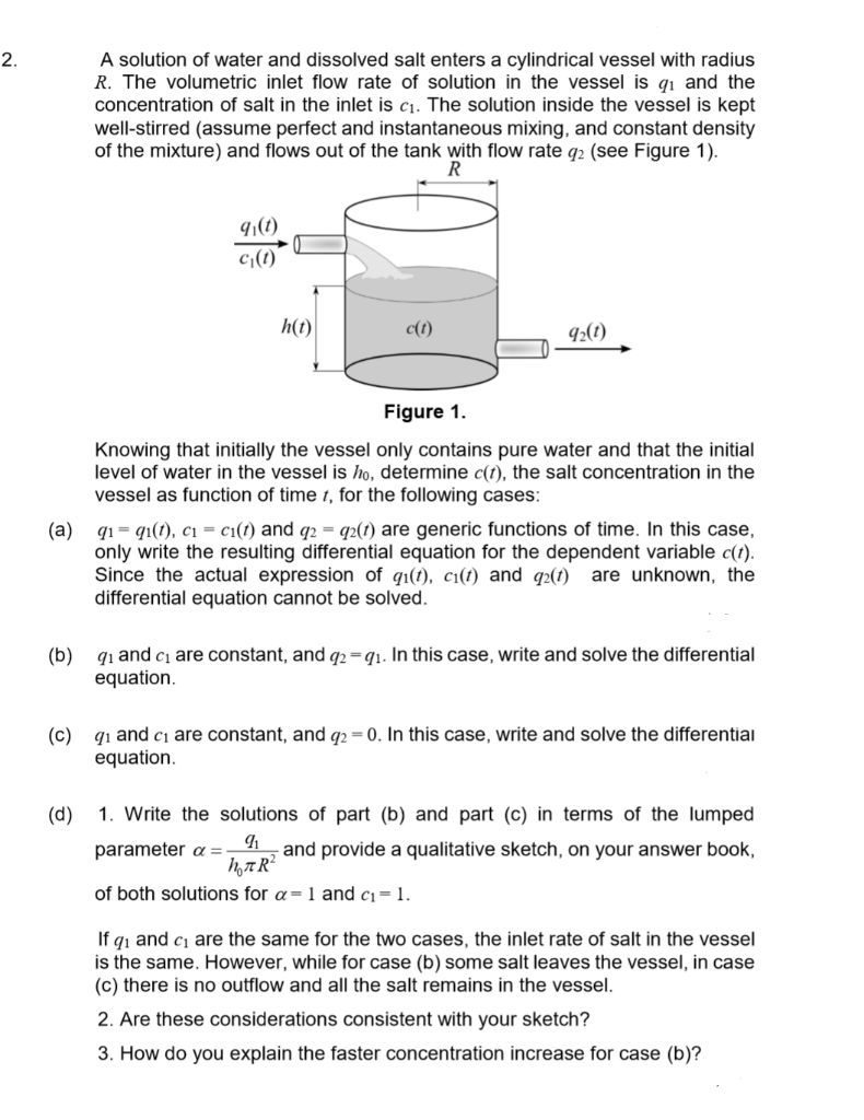 Solved 2. A solution of water and dissolved salt enters a | Chegg.com