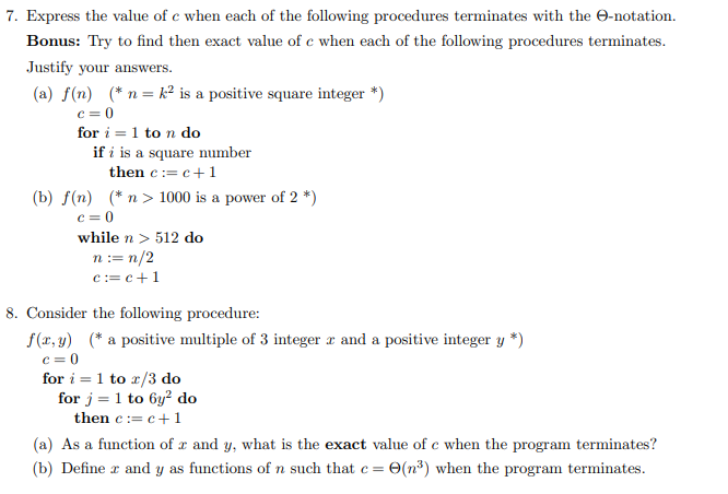 Solved 7. Express the value of c when each of the following | Chegg.com