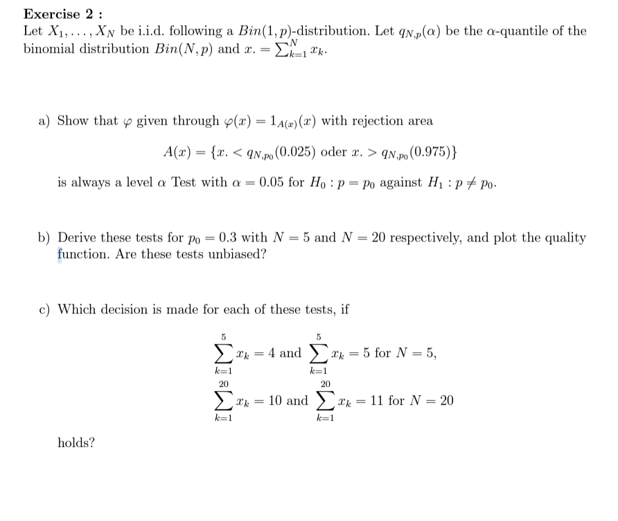 Solved Exercise 2: Let X1,…,XN be i.i.d. following a | Chegg.com