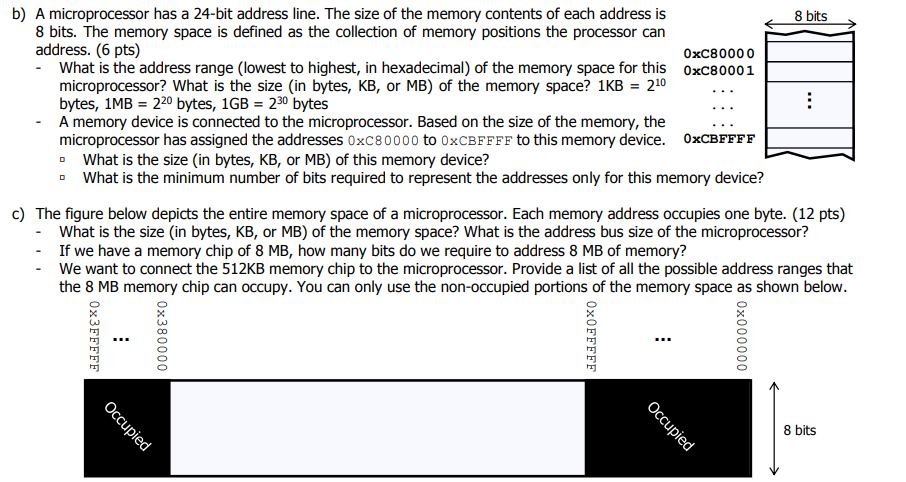 Solved B) A Microprocessor Has A 24-bit Address Line. The