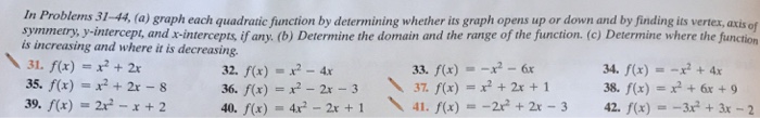Solved In Problems 31-44, (a) graph each quadratic function | Chegg.com