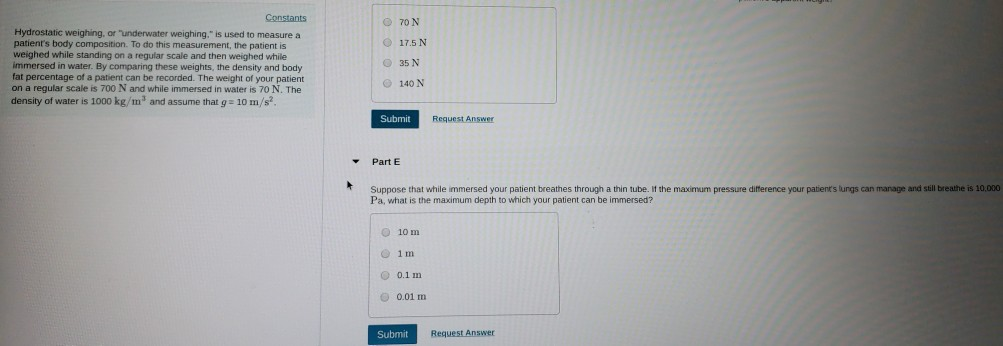 Solved Part C Constants What is the specific gravity of the | Chegg.com