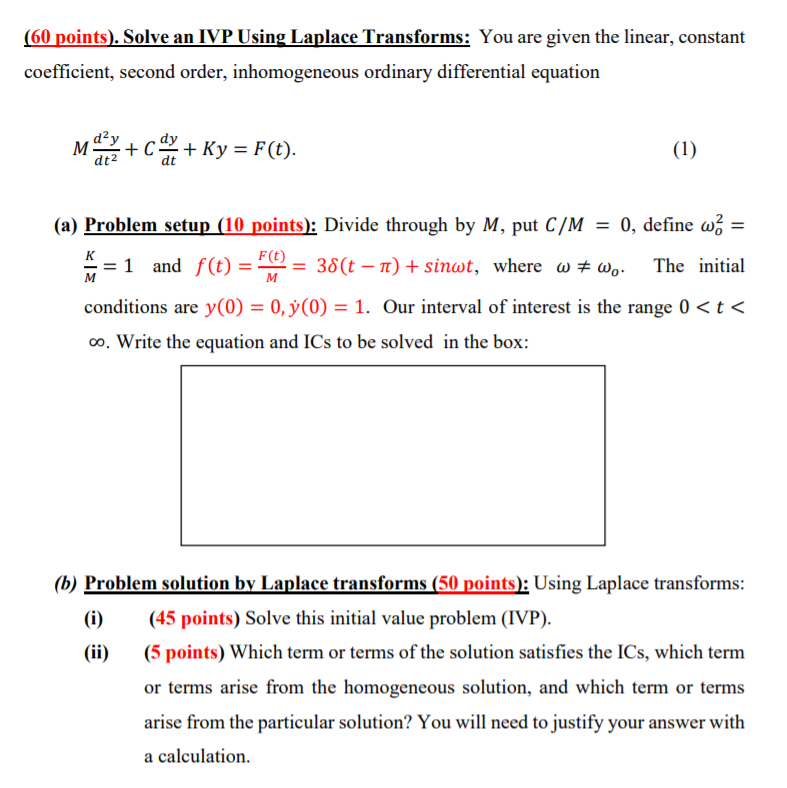 Solved (60 points). Solve an IVP Using Laplace Transforms: | Chegg.com