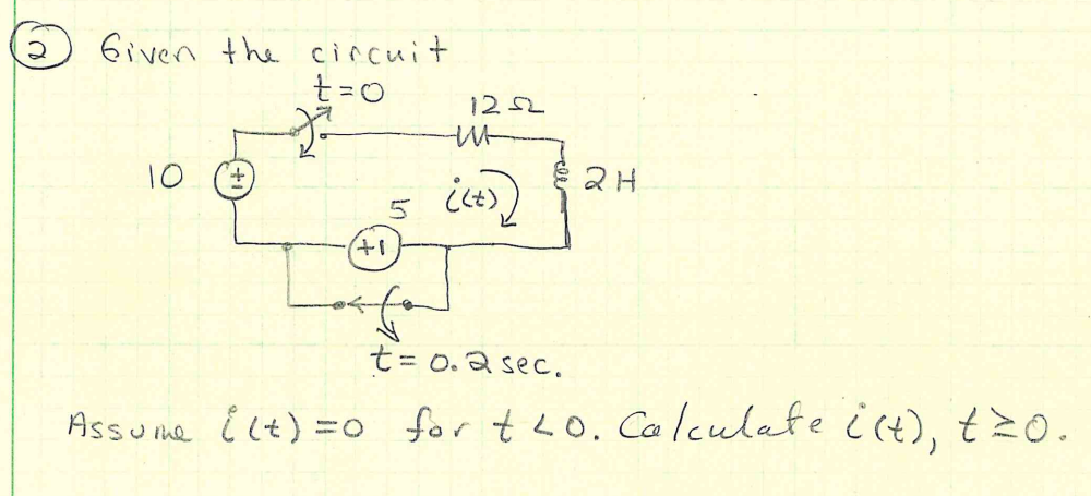 Solved (2) Given the circuit Assume i(t)=0 for t