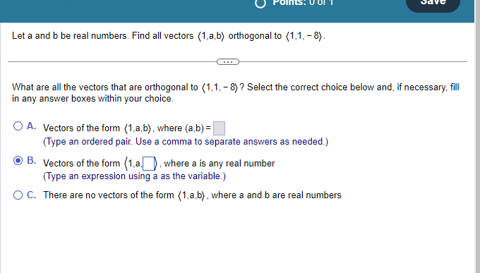 Solved Let a and b be real numbers. Find all vectors 1,a,b | Chegg.com