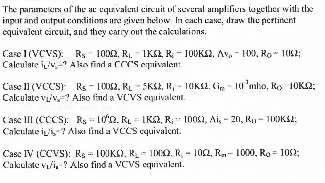 Solved The parameters of the ac equivalent circuit of | Chegg.com
