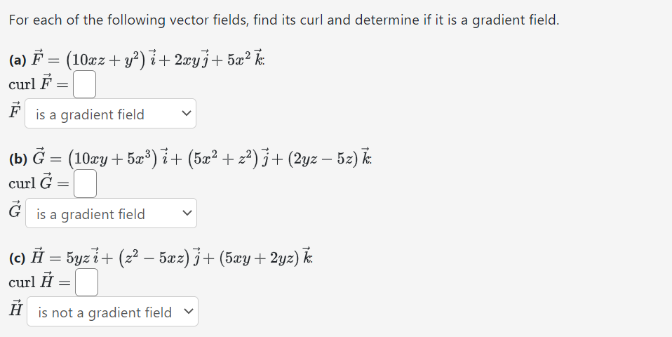 Solved For each of the following vector fields, find its | Chegg.com