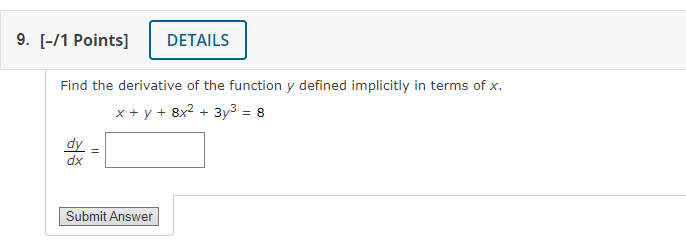 Solved Find the derivative of the function y defined | Chegg.com