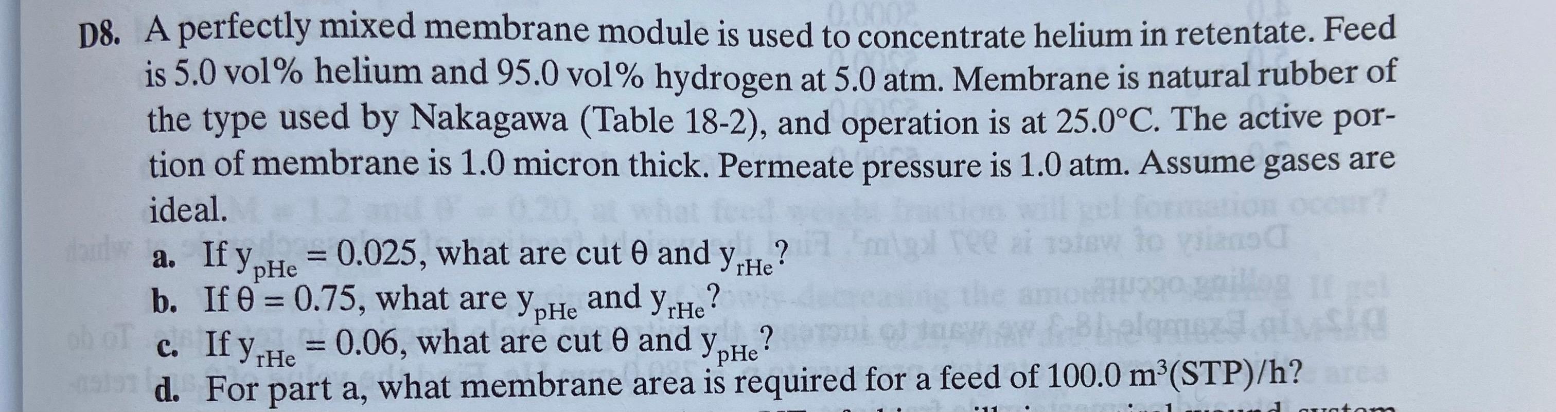 Solved 18. A perfectly mixed membrane module is used to | Chegg.com